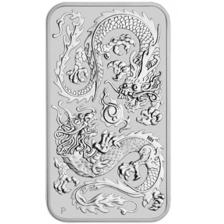 Perth Mint 1 oz silver RECTANGLE DRAGON $1 BAR 2020 - GOLDSILVER.BE