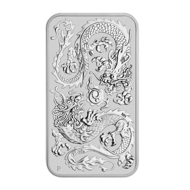Perth Mint 1 oz silver RECTANGLE DRAGON $1 BAR 2020 - GOLDSILVER.BE